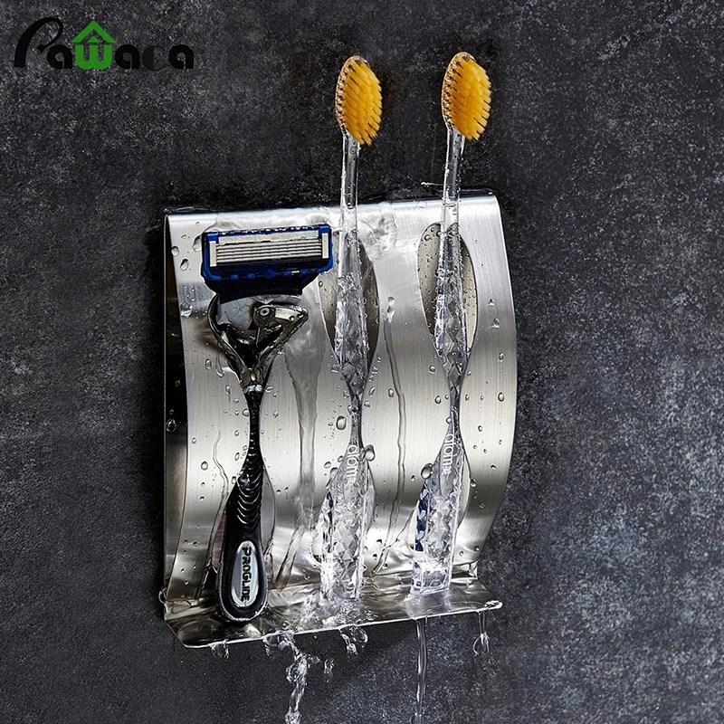 Toothbrush Holder Razor Stand Stainless Steel Adhesive Wall Mounted ...