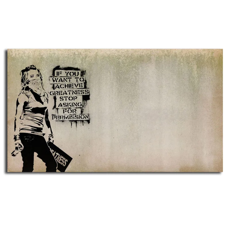 Banksy Do Not Ask Permission Graffiti Canvas Painting Print Living Room ...