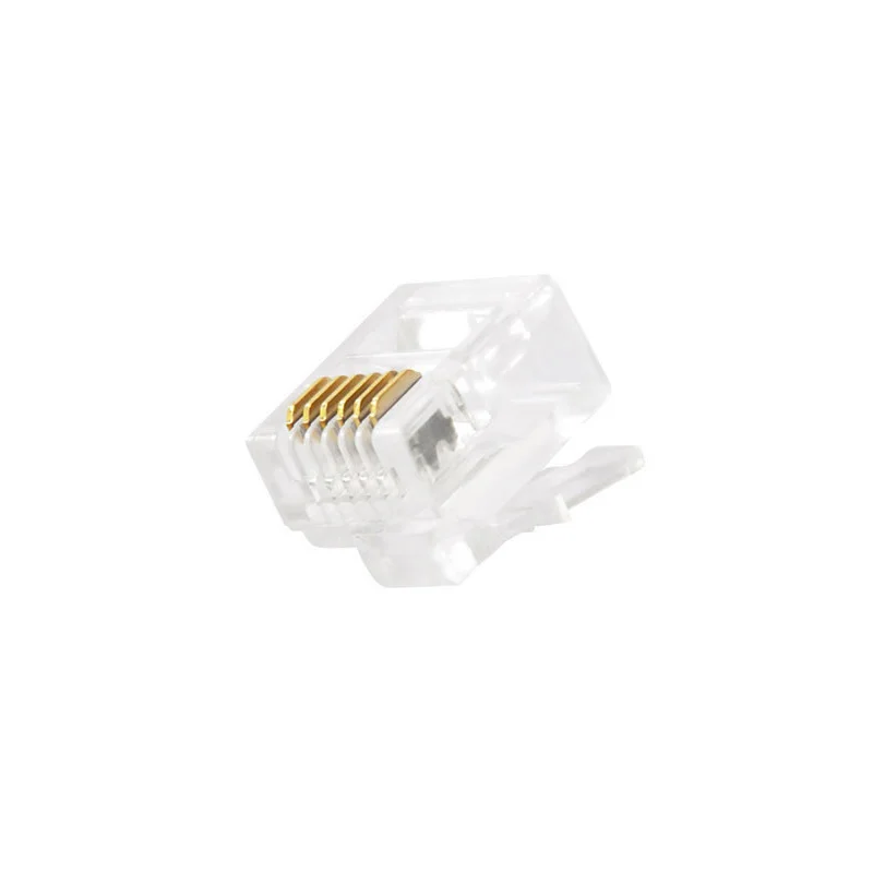 100pcs Gold plated Copper RJ12 RJ25 crystal head RJ11 connector 6 wire ...