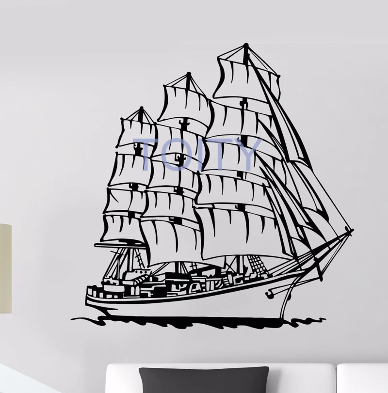 Ship Boat Wall Sticker Ship Boat Ocean Sea Nautical Sailor Sail Yacht ...