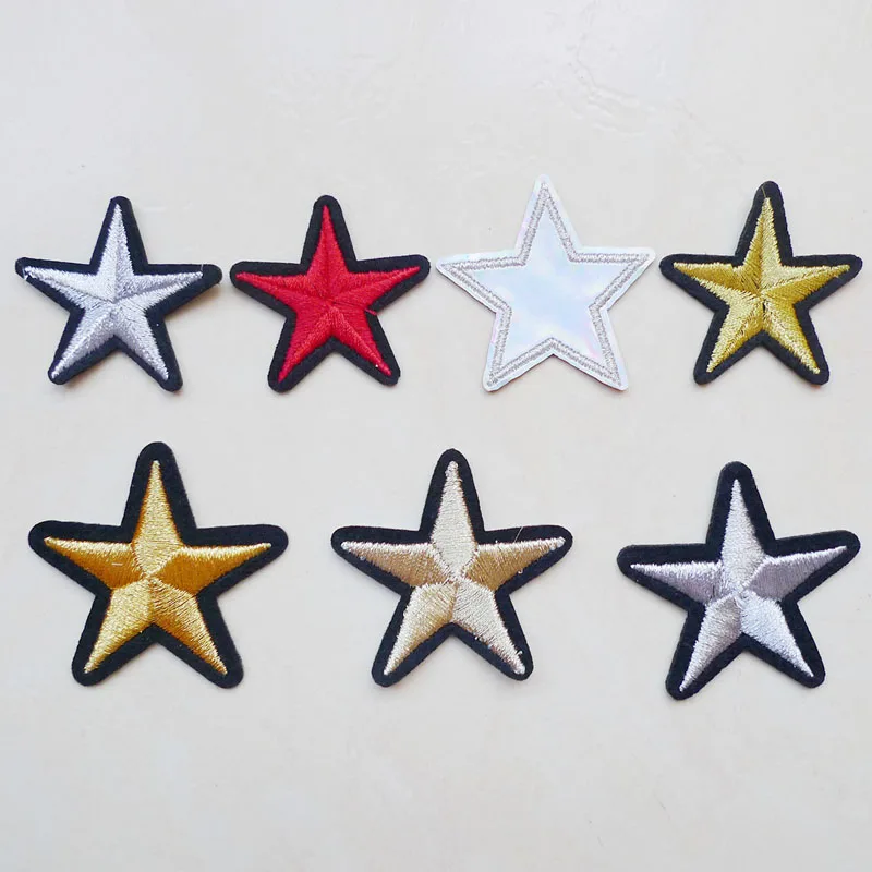 Five Pointed Star Embroidery Iron On Patches For Clothing Jeans ...