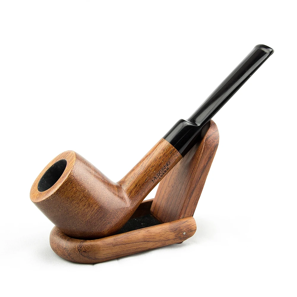 New Handmade Straight Wooden Pipe 9mm Filter Smoking Pipe Ebony Wood ...