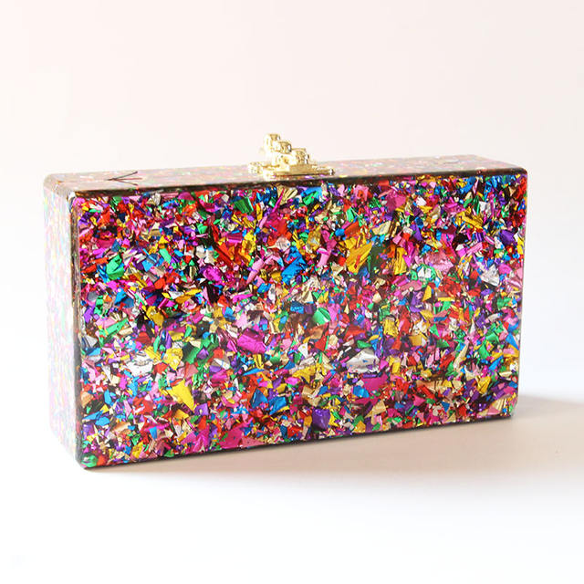 2018 Colorful Color Acrylic Box Clutches Women Messenger Shoulder Day ...