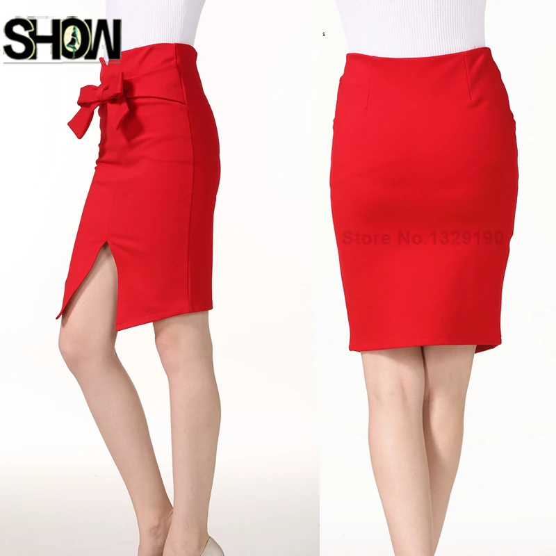 European Style Design Skirts Women Fashion Cute Bow Tie Elegant Office