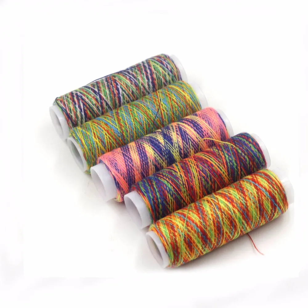 5Pcs/set Rainbow Color Sewing Thread Hand Quilting Embroidery Sewing ...