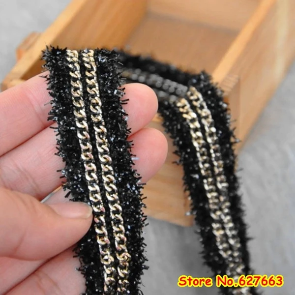 Black Lace with Golden Chain Lace Trim clothes accessories, Free ...