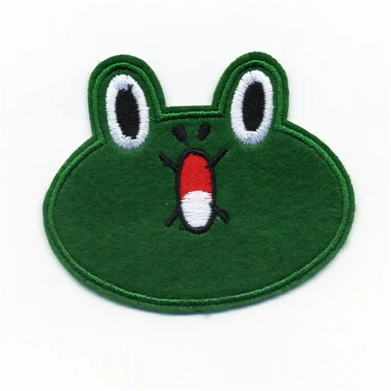 7CM*8CM DIY Bomber Down Jackets Cartoon Green Frog Embroidery Patches ...