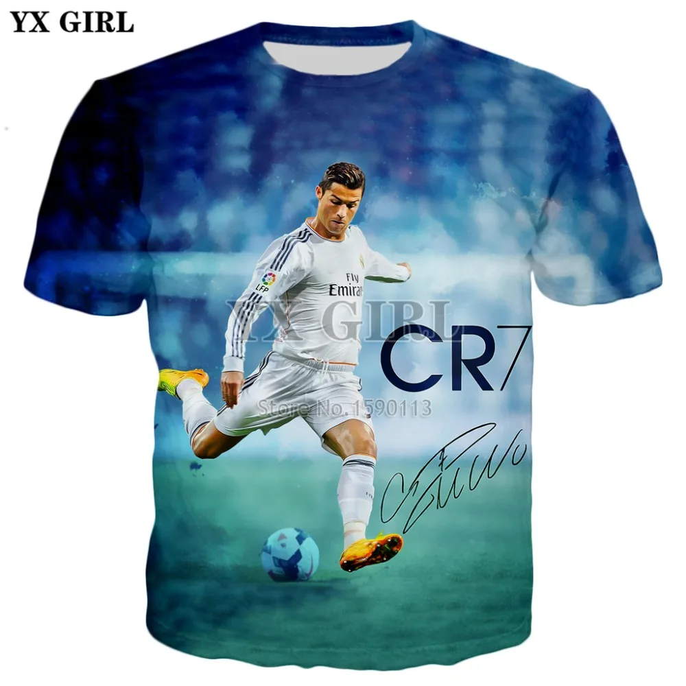 YX GIRL 2018 New Fashion summer Mens 3d t shirt Cristiano Ronaldo character Printed T shirts Men ...