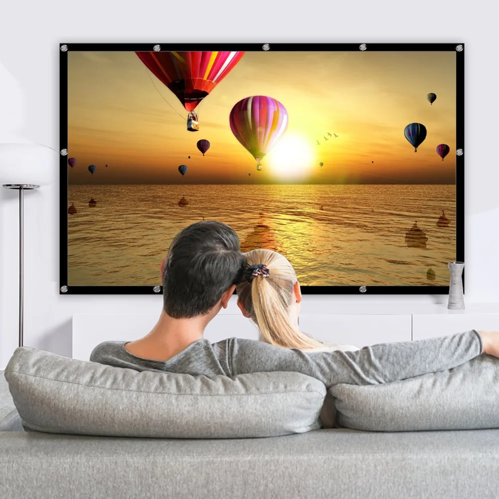 New 100 inch Projection Screen 16:9 HD Foldable Anti crease Portable ...