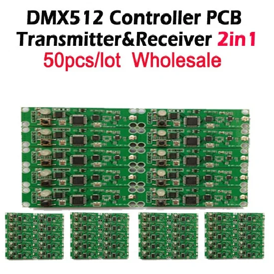 DHL Free shipping 50pcs 2in1 wireless dmx 512 Controller transmitter & receiver PCB module LED ...