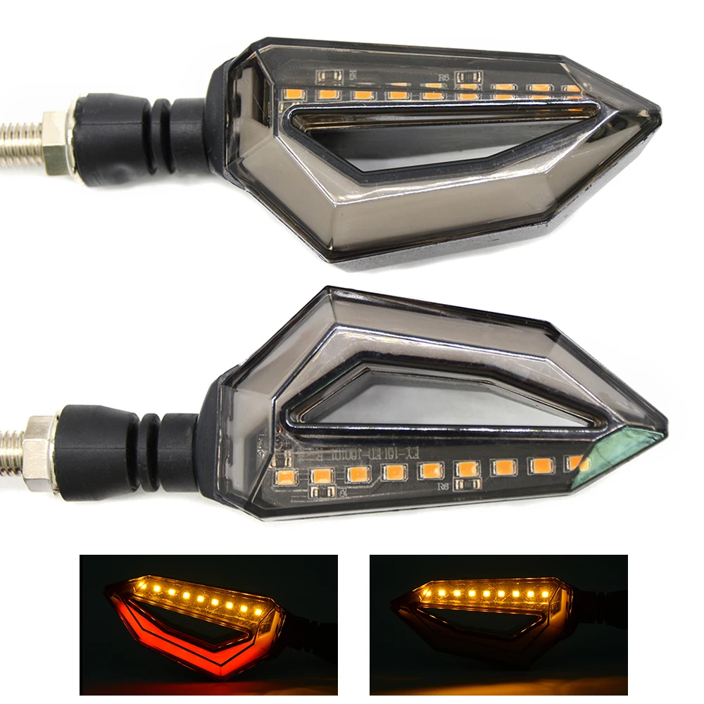 Motorcycle Turn Signals Light Black Amber 12 LED Tail Lights For ...