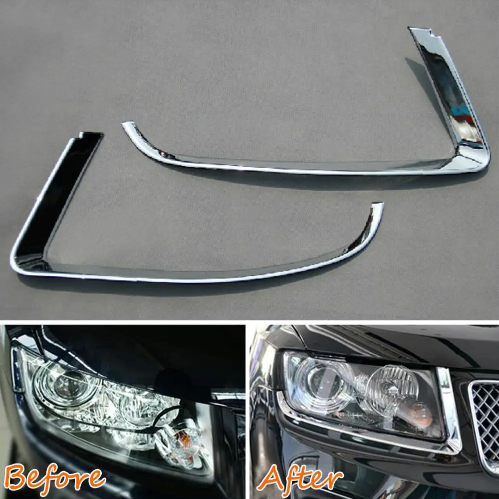 Chrome ABS Car Head Light Eyebrow Cover Styling Sticker Fit For Compass ...