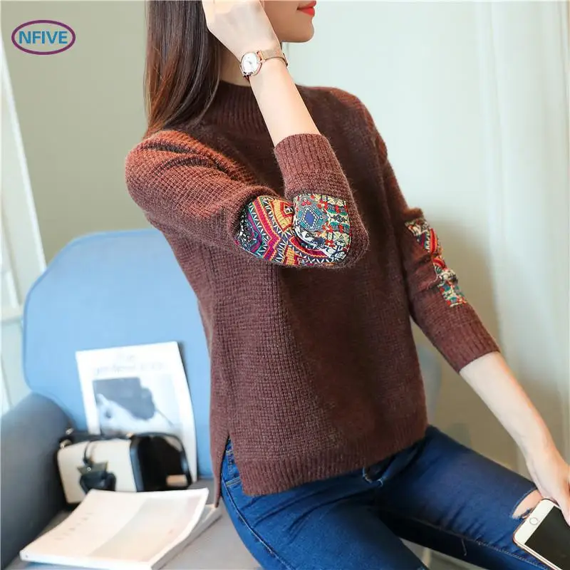 NFIVE Brand 2017 Woman Knit Indie Folk Sweaters Korean Winter Half ...