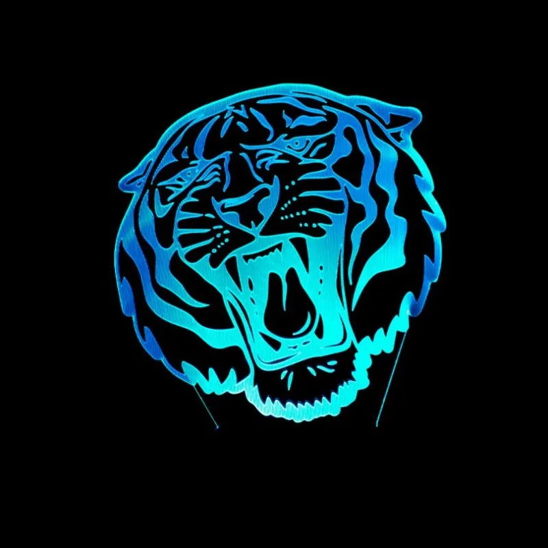 3D visual Tiger LED lamp Multi colored Acrylic Light Creative gift Home ...