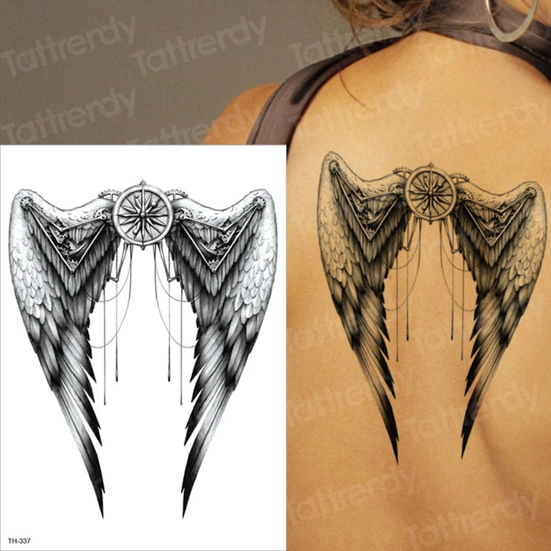 Angel Wings Back Tattoo Girl