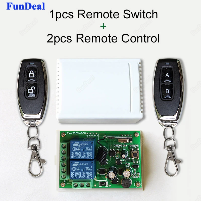 433Mhz Universal AC 250V 110V 220V RF 2 Ch Wide Voltage Wireless Remote ...