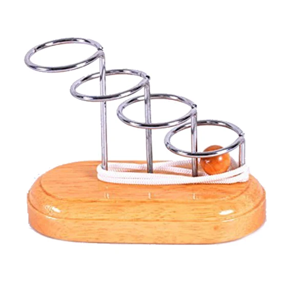 Hot Sale 2x Classic Brain Teaser Metal Wooden Stand String Rope Puzzle