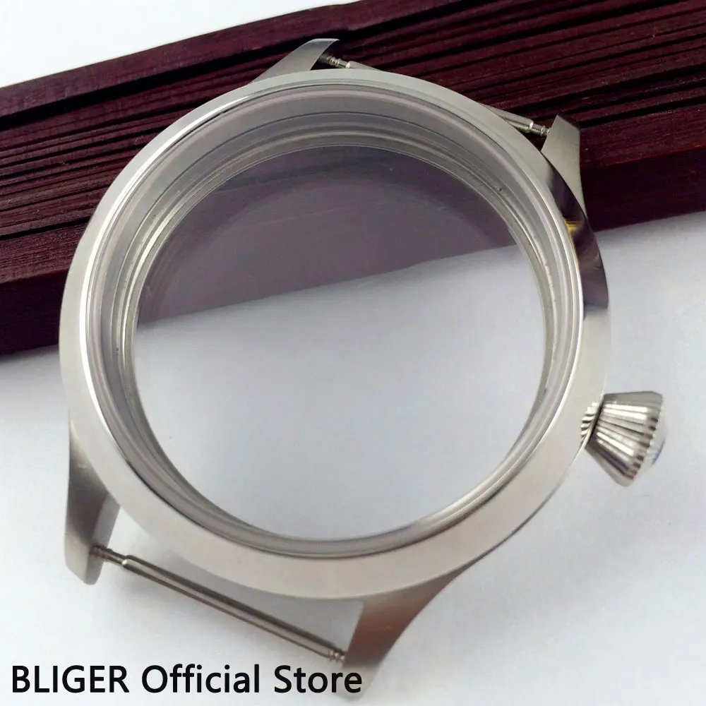 Polished 45mm Stainless Steel Sapphire Crystal Watch Case Fit For ETA ...