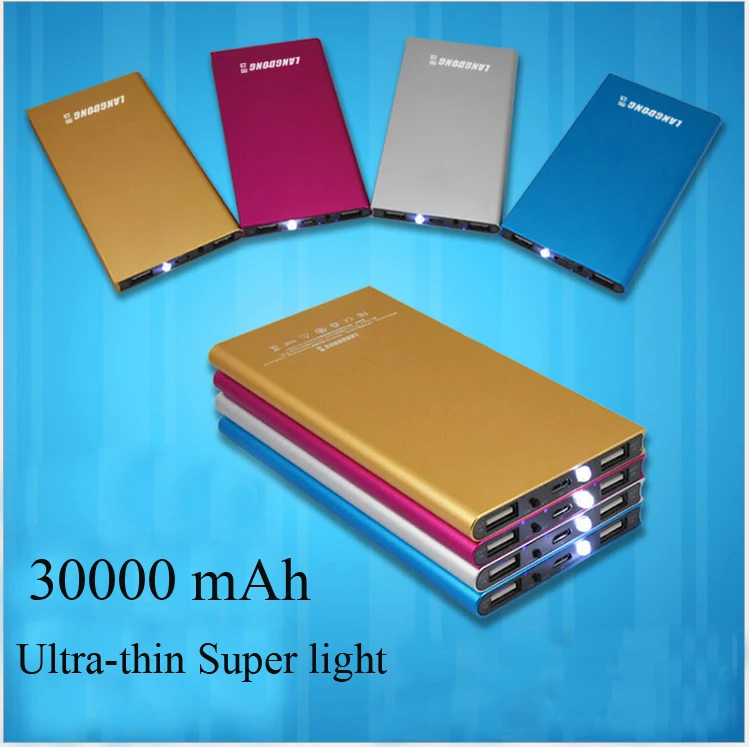 30000 mAh Power bank 2 USB external battery LED portable charger super ...