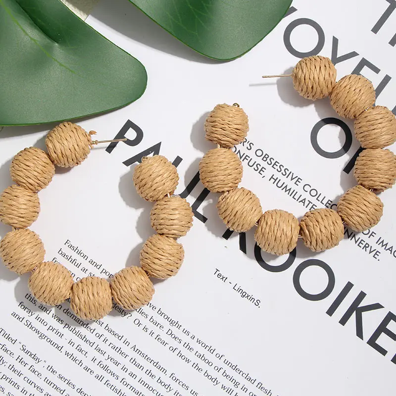 Rattan Pendant Earrings Jewelry | Rattan Straw String Ball | Rattan ...