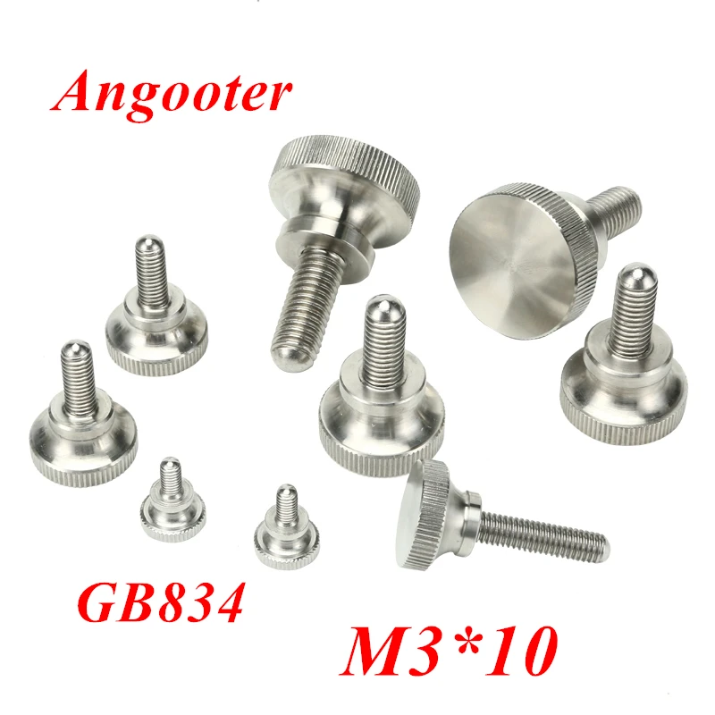 50pcs Gb834 M3*10 Stainless Steel Round Head Knurled Thumb Screw Hand Tighten Curtain Wall Glass ...