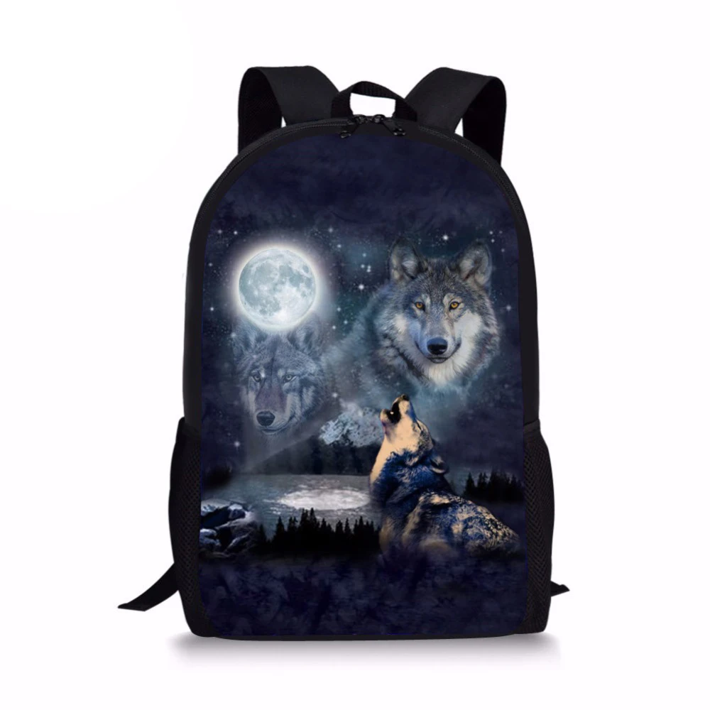 Cool Wolf Backpacks for Teenage Boys Backpack Bags Children Rucksack 3D ...