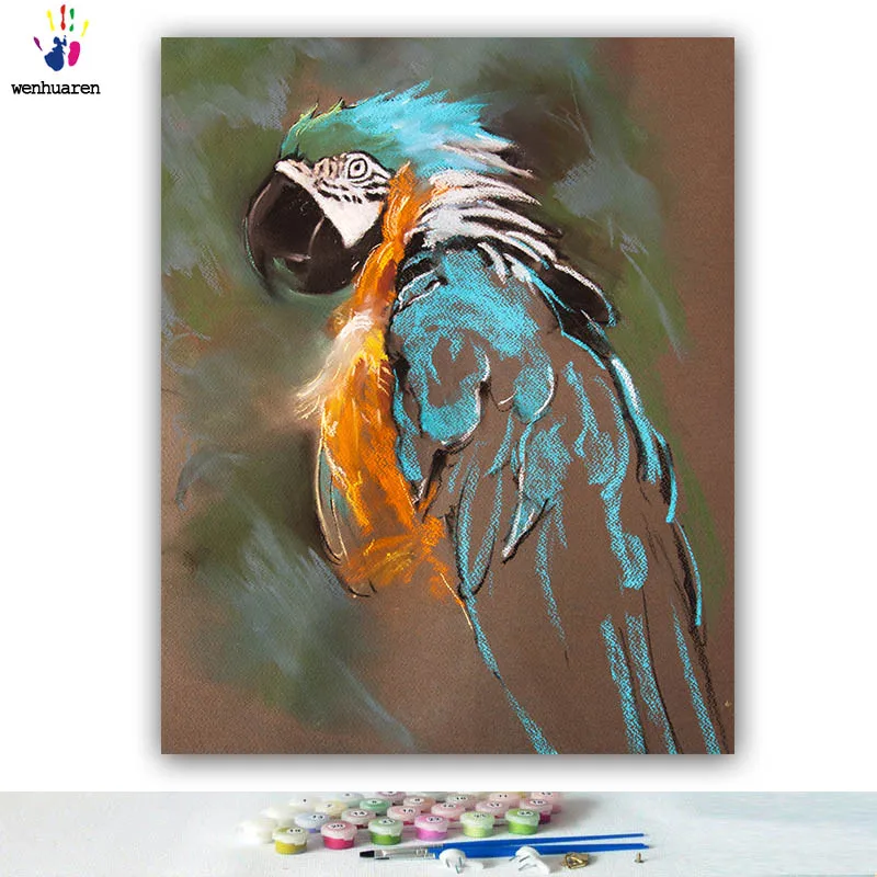 DIY картинки для раскраски по номерам с цветами цветные животные птица ...