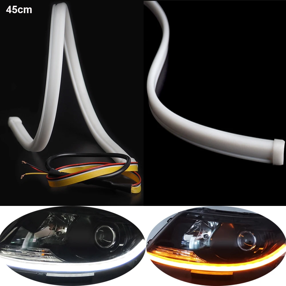 45cm LED DRL Strip Amber Flowing Daytime Running Lights For Chevrolet ...