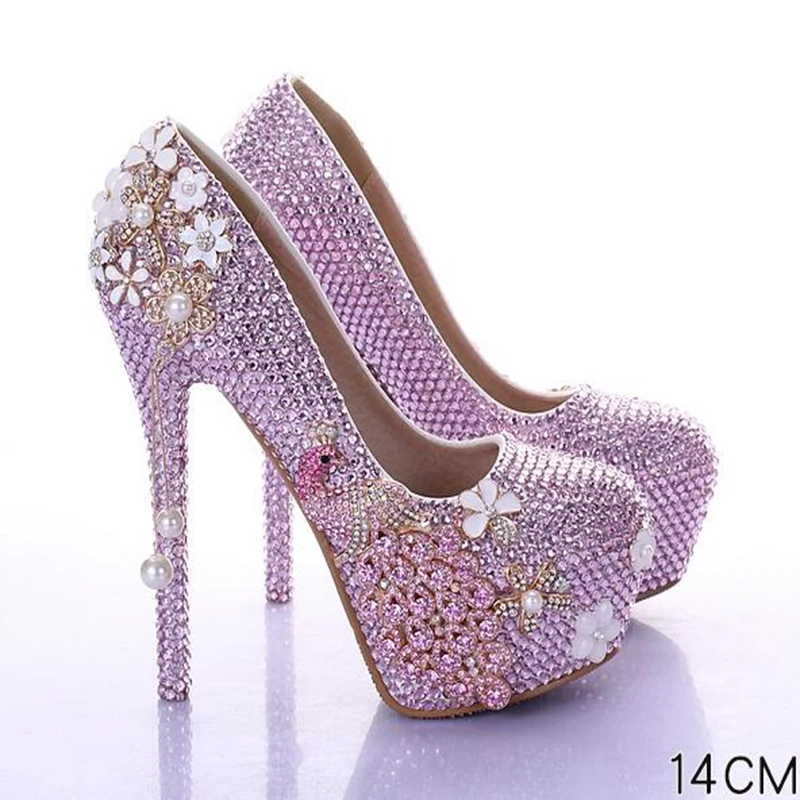 Pink Wedding Shoes With Diamonds