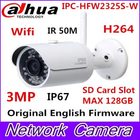 Best Reviews Dahua IPC-HFW2325S-W 3MP IR50M IP67 built-in WIFI SD Card ...