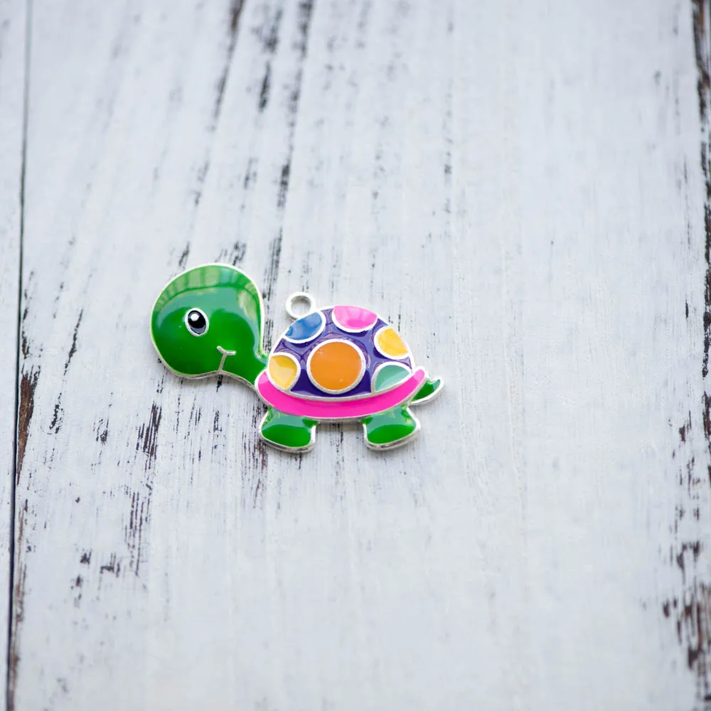 32*49mm Cute Colorful Tortoise Enamel Pendant for Chunky Necklace ...