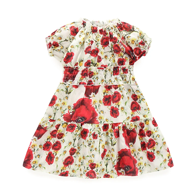 2018 Spring Summer Floral Print Toddler Girl Dresses Kids Clothes ...