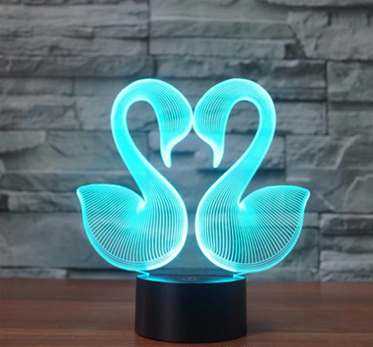 [Seven Neon]free Shipping swan Acrylic 7Colors Desk Lamp 3D Lamp ...