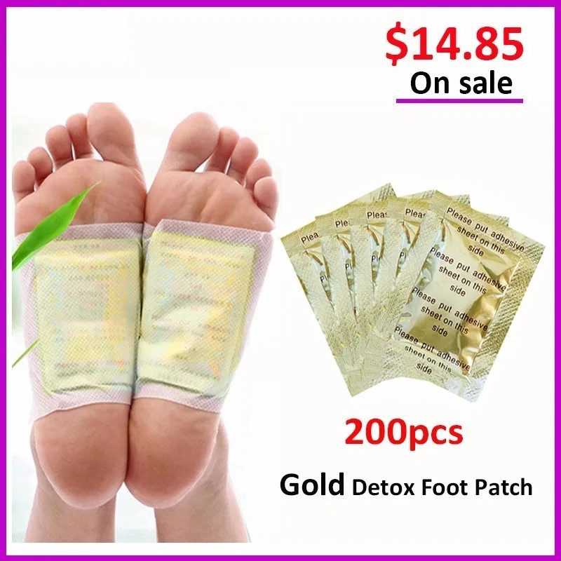 200Pcs/Lot Golden Premium Kinoki Detox Foot Pads Organic Herbal ...