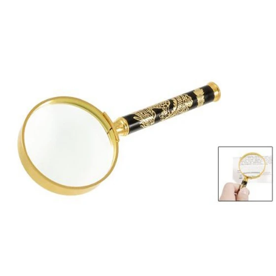 5x metal frame dragão padrão alça lupa 50mm ouro|glass magnifier ...