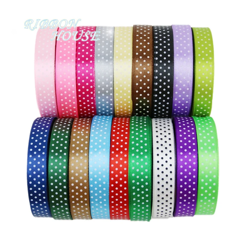 Cinta de satén con estampado de puntos, cintas de decoración para ...