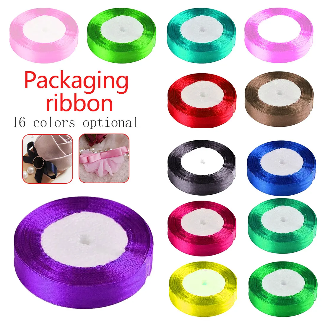 1.5cm ruban (25 yards/roll) Satin Ribbon Gift Packing Christmas ...