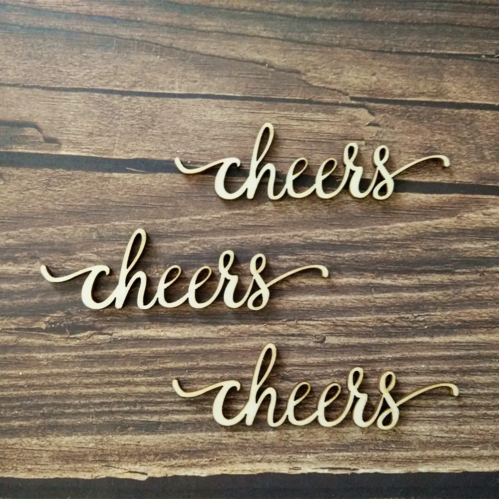 10pcs Laser Cut Wood Cheers Script Word Sign Wooden Words Sign Art ...