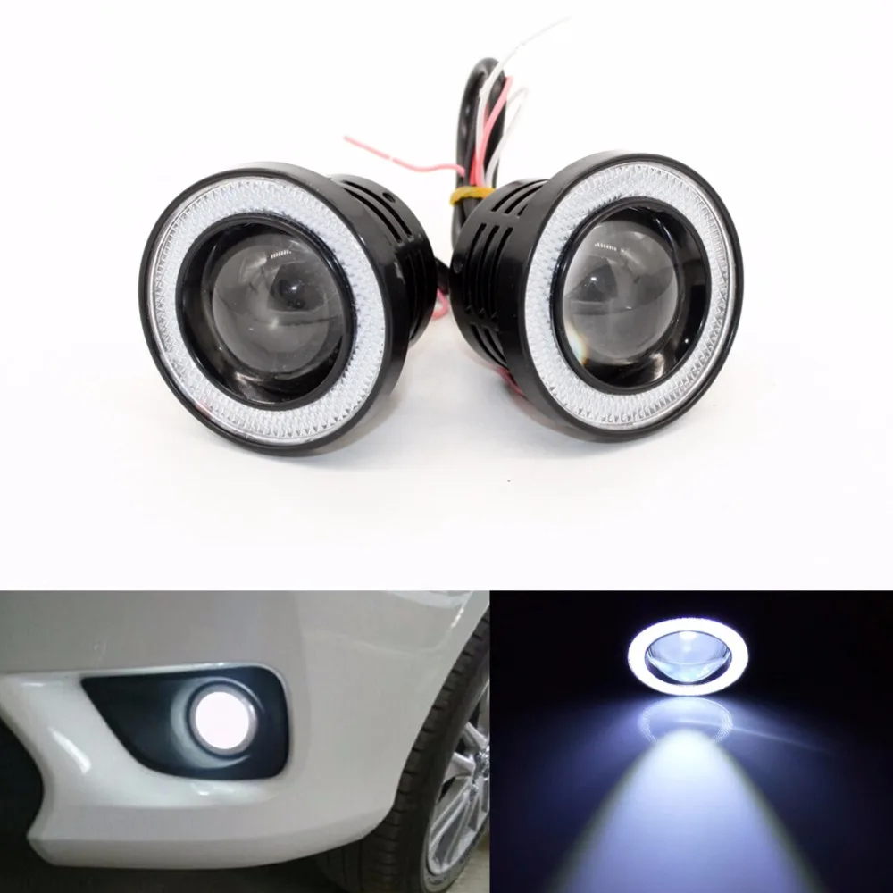 2.5 Inch 64 Mm Car Universal Cob Led Angel Eyes Fog Lamp W/ Lens Auto ...