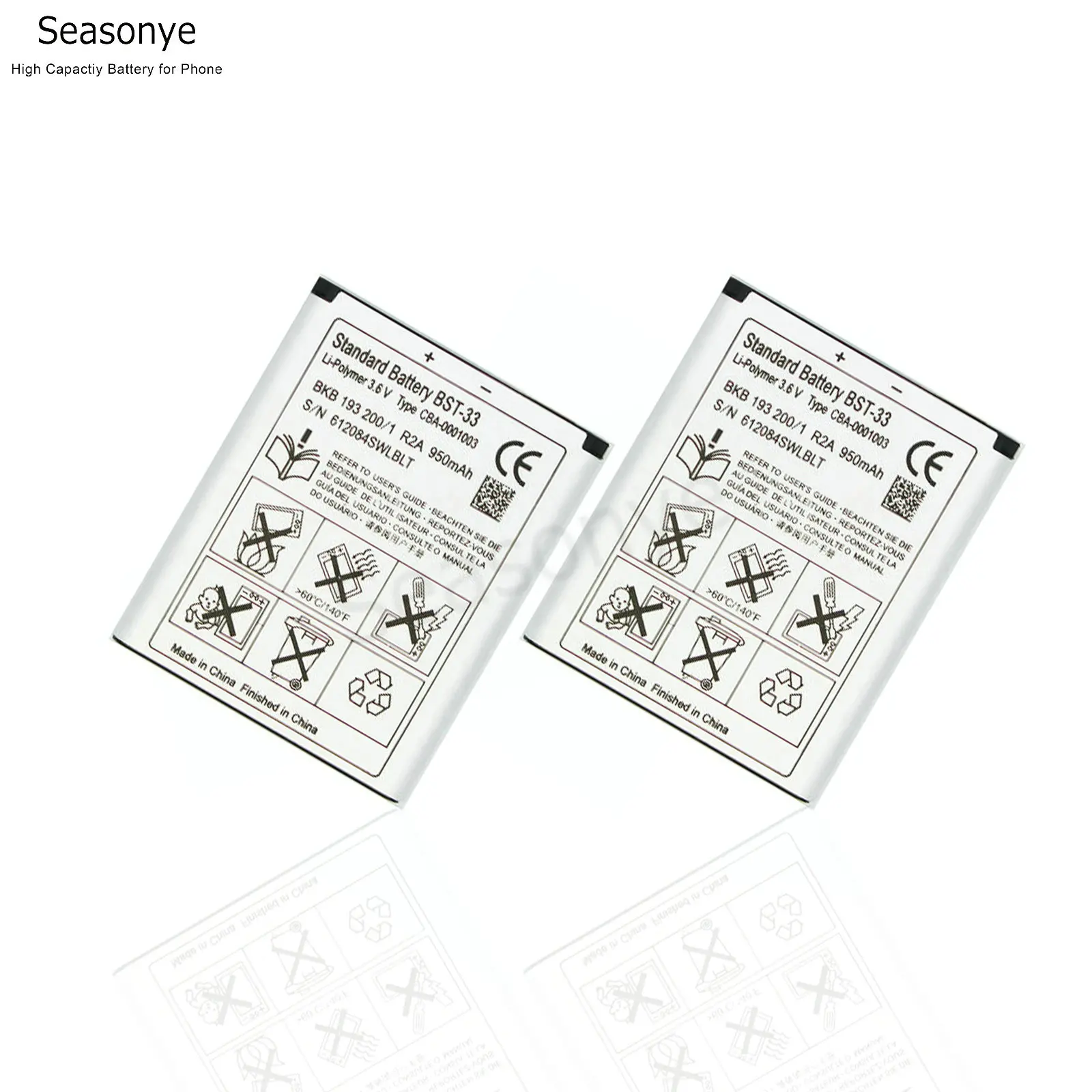 Seasonye 2x 950mAh BST 33 / BST33 / BST 33 Replacement Battery For V800 ...