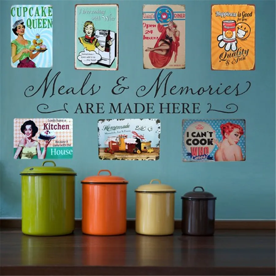 Kitchen And House Vintage Metal Painting Frame Retro Poster Wall Art ...