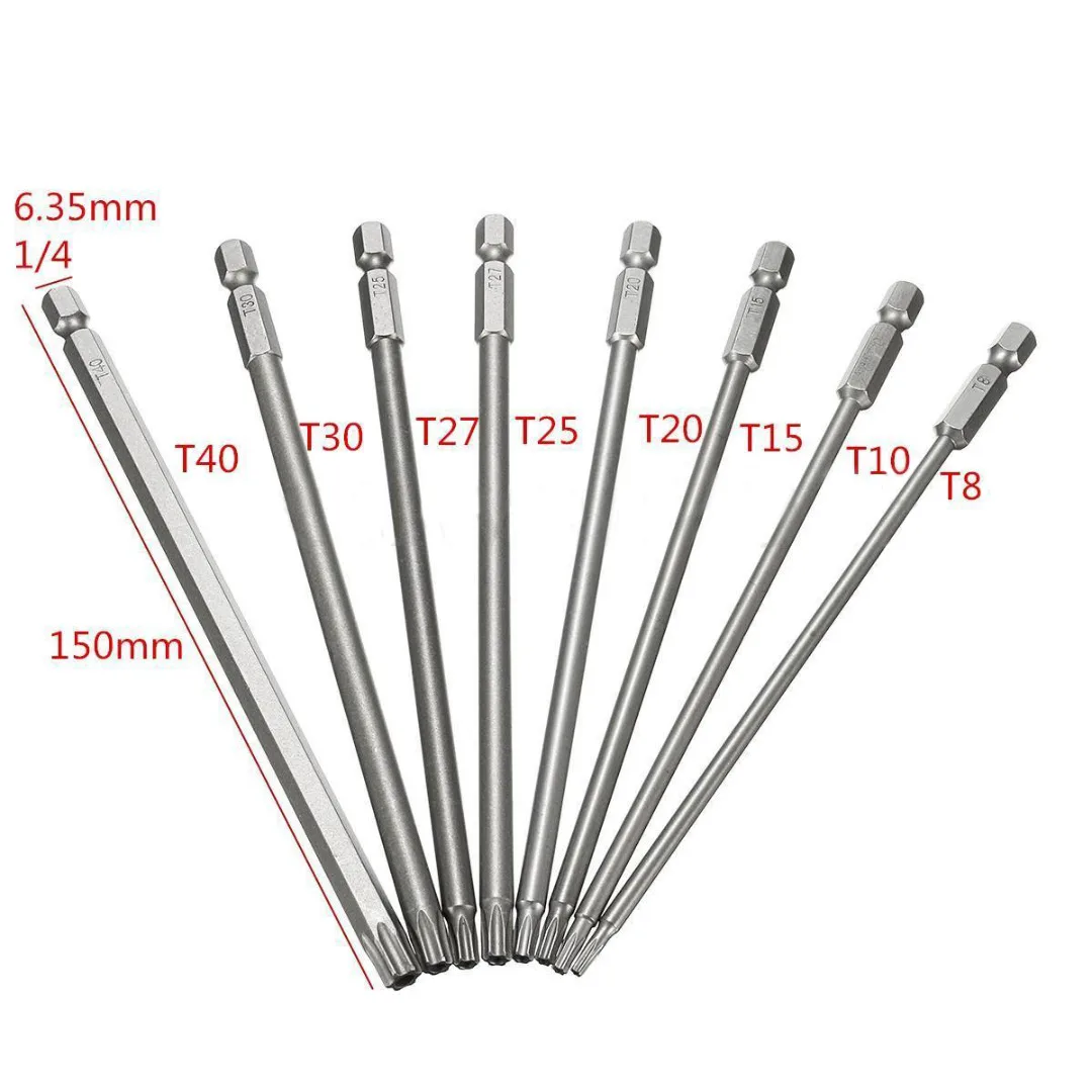 Torx Screwdriver Set 8pcs 150mm Long Steel Magnetic Torx Screwdriver ...