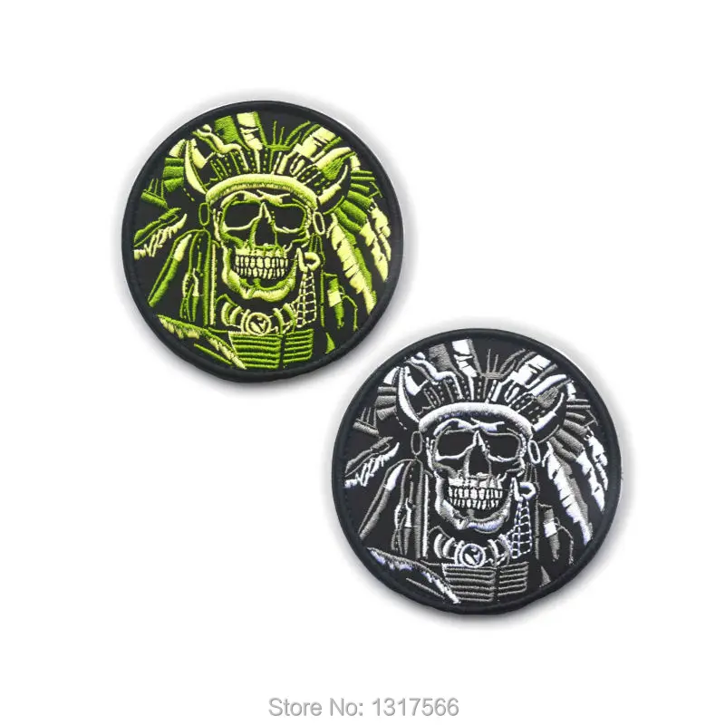 Dead Head Death Skull War Chief Indian Embroidery Patch Embroidered ...