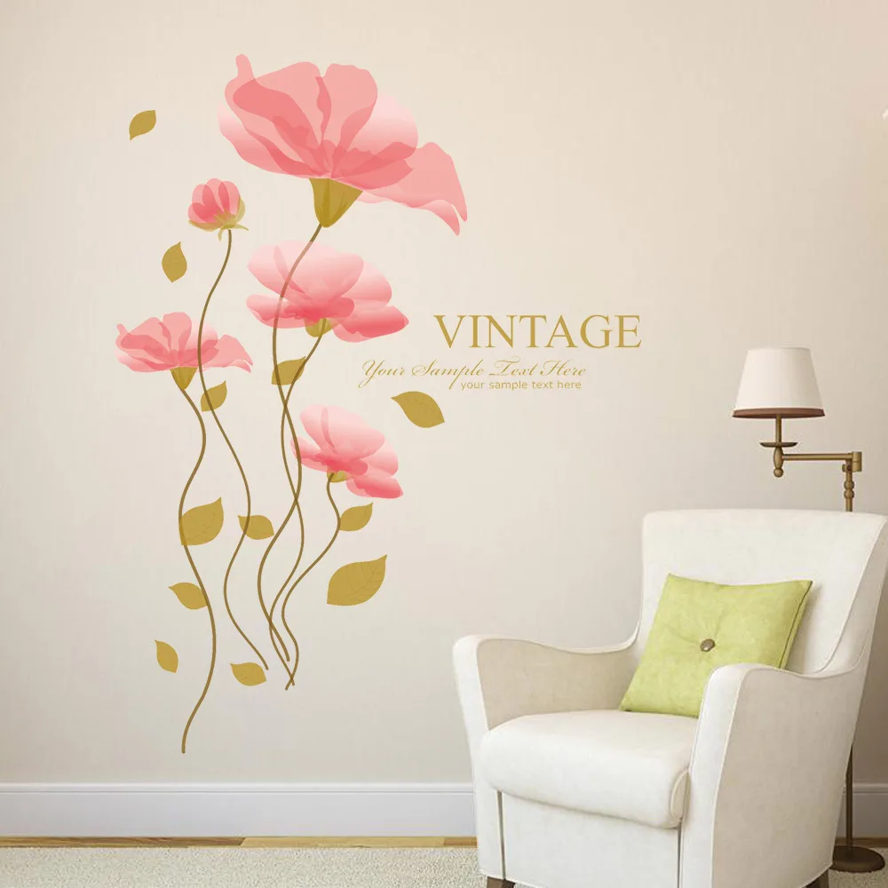Pastoral Lotus Home Decor Wall Sticker Mural Creative Wallsticker For ...