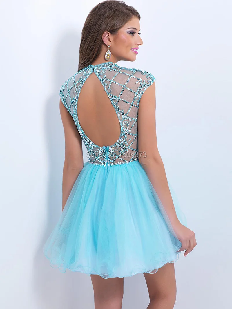 Aqua Blue Color Short Dress