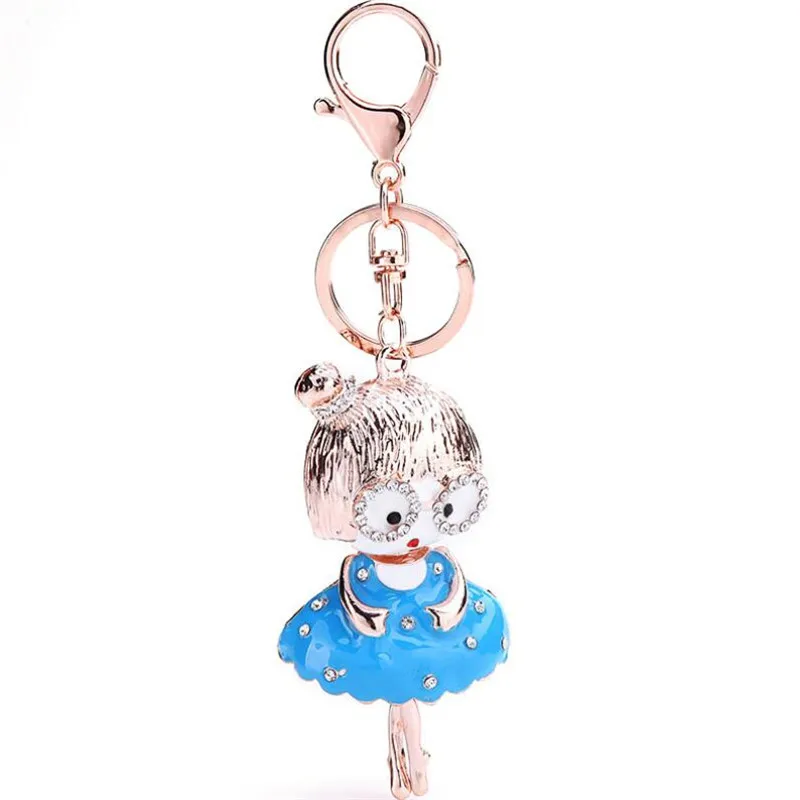 New Design Cartoon Baby Doll Keychain Rhinestone Girl Inlay Crystal Car ...