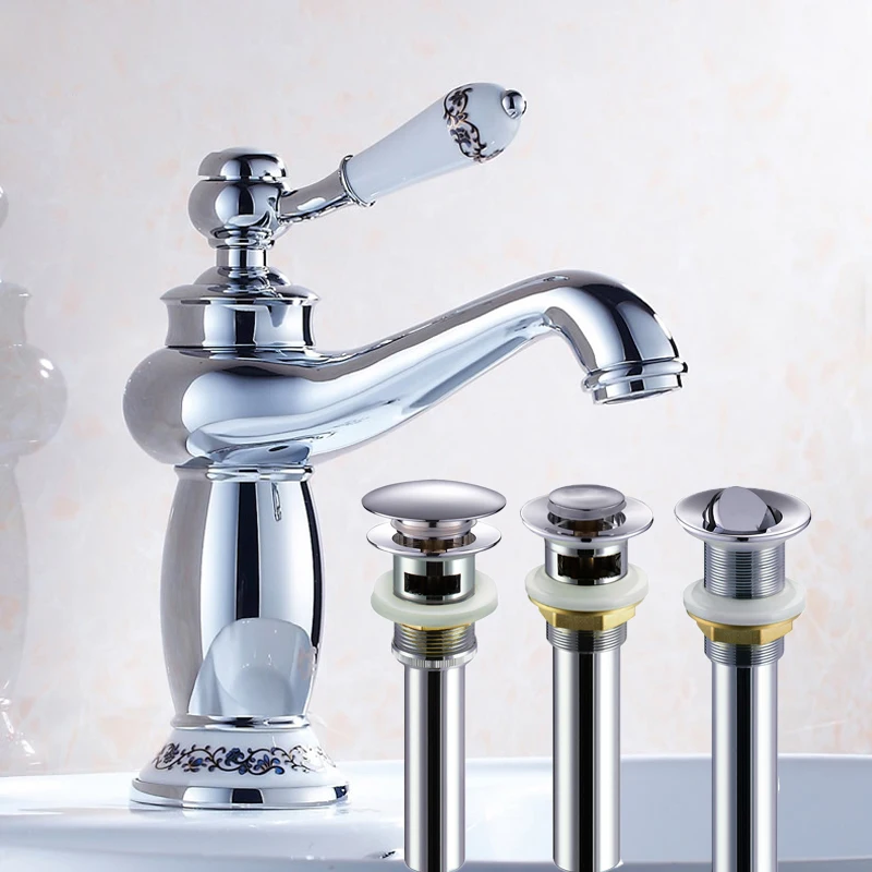 Deck Mounted Luxury Bathroom Sink Basin Water Taps Single Lever Washing ...