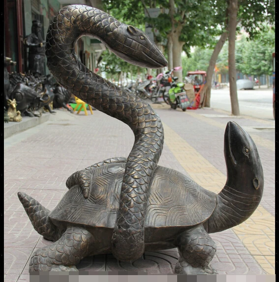 JP S61 33 Chinese Bronze Xuan Wu Turtle Tortoise Zodiac Snake 4 Big God ...