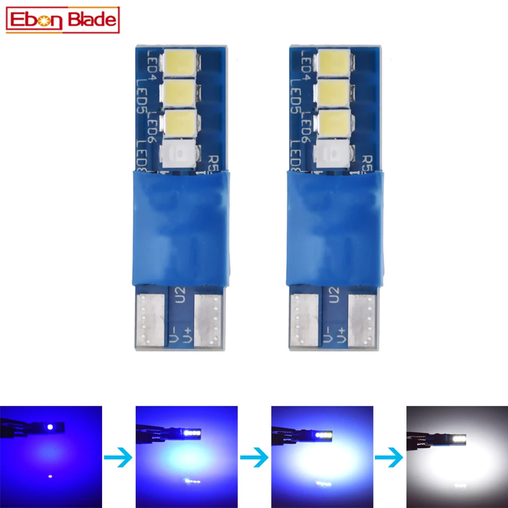 Pair T10 5W5 LED Car Bulb Change Color Blue To White W5W 194 168 ...