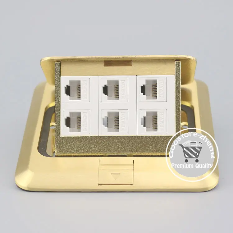 Bronze Pop up 6 Ports RJ45 Cat5e LAN Network Socket Floor Ground Outlet ...